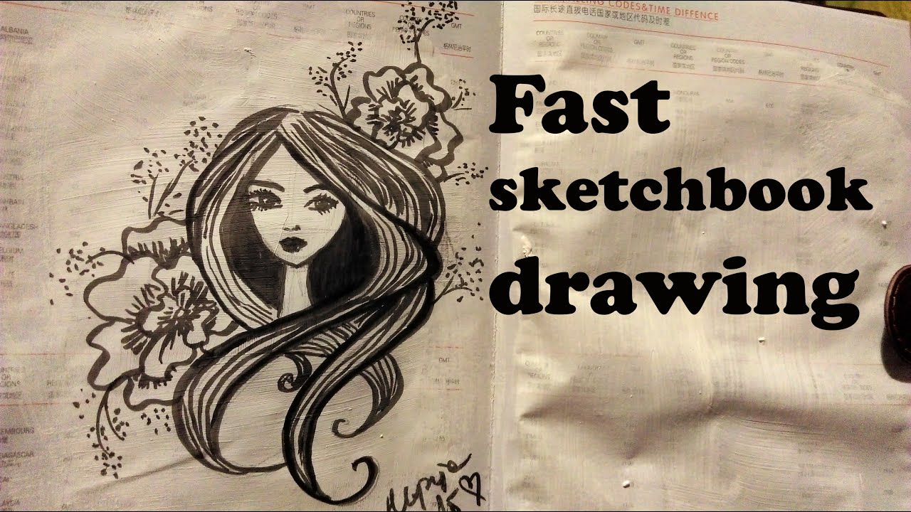 Fast girl drawing in sketchbook / Art Journal - YouTube
