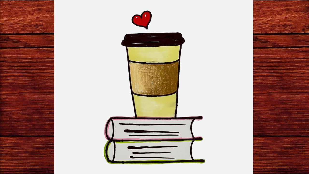 Kitap ve Kahve Çizimi Nasıl Yapılır - Kolay Karakalem Çizimleri - Çizim ...