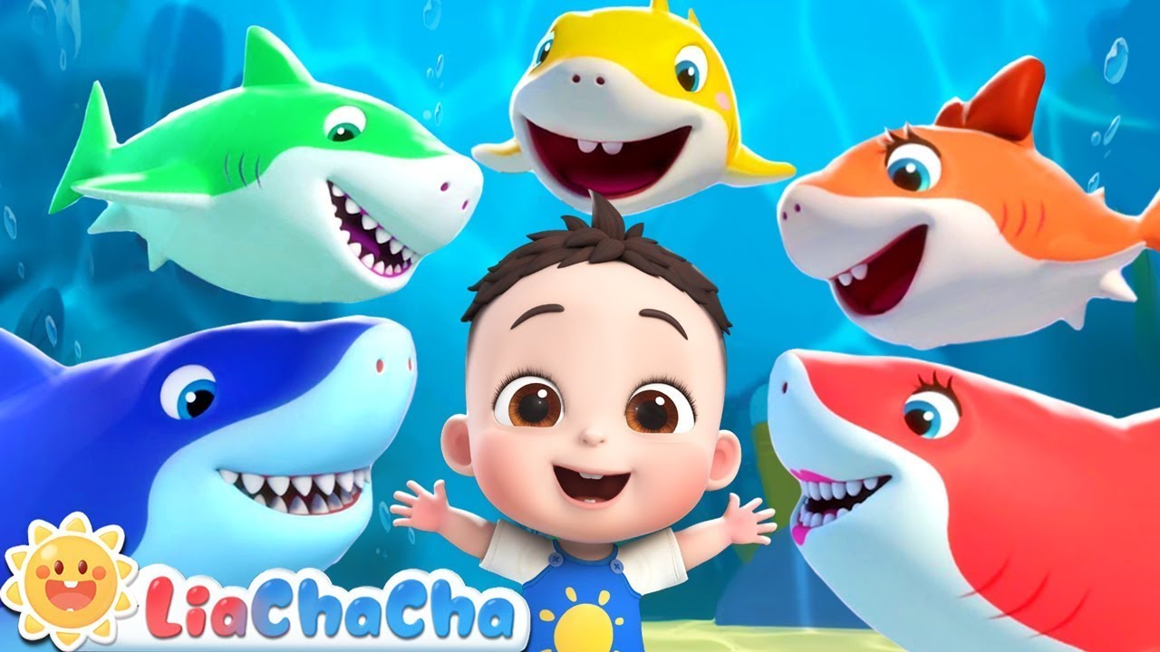 Baby Shark Dance Song | Colorful Baby Sharks 🦈 | LiaChaCha Nursery ...