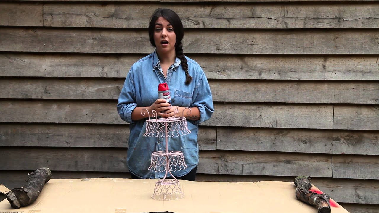 Upcycled three-tiered wire cake stand - YouTube