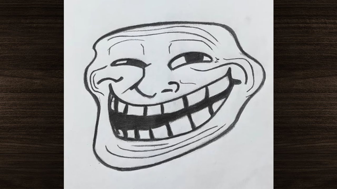 How to draw original troll face step-by-step | Easy to draw for ...