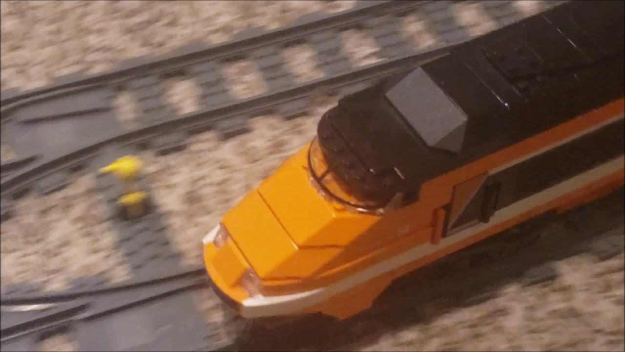 Lego Passenger train running on Lego train set - YouTube