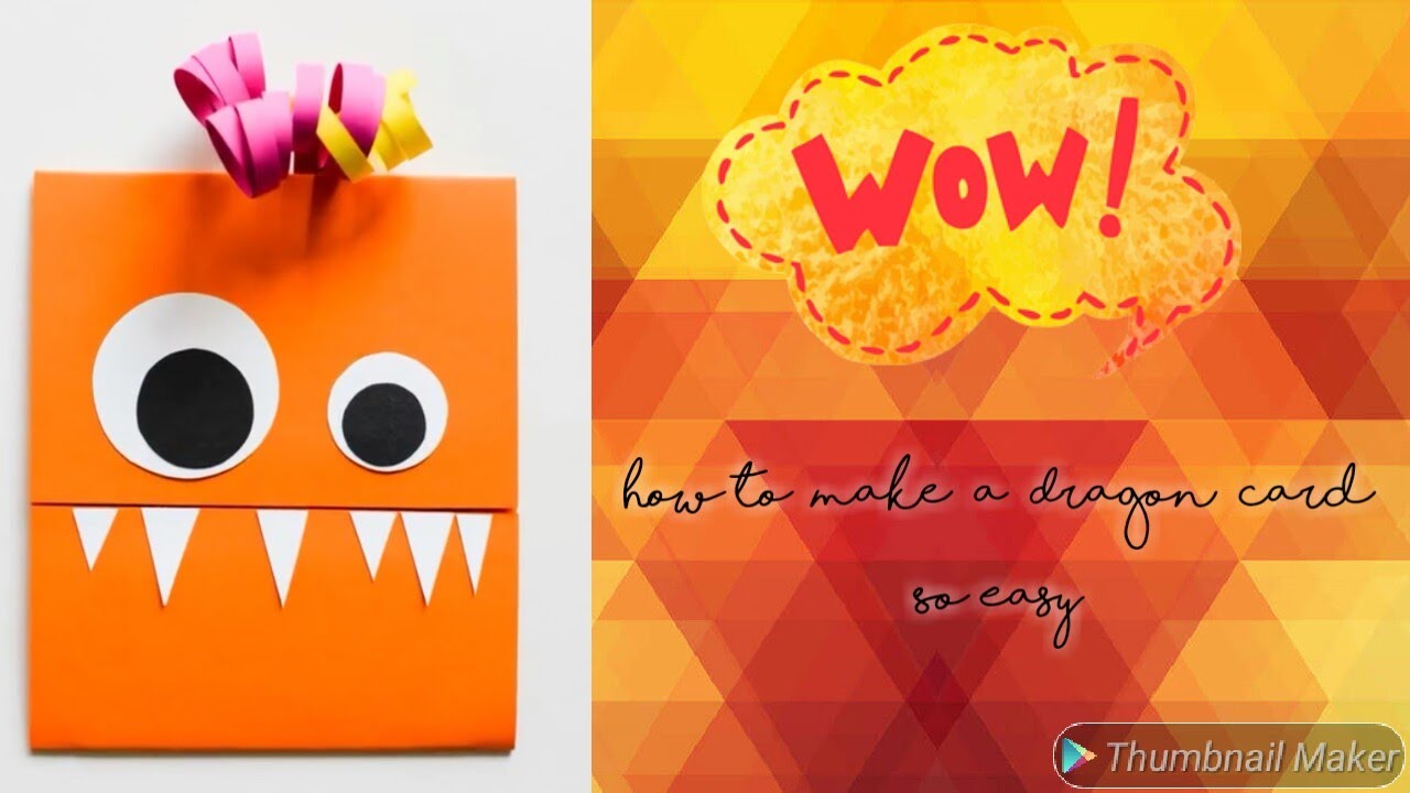 Cute mini Dragon card for kids . / DIY by MHQ Crafts ......🐉🐌🍅🍓 - YouTube