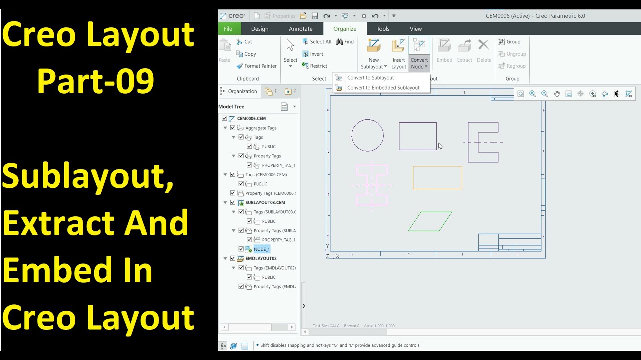 #09 Creo Layout Tutorial- Sub-layout, Extract and Embed In Creo Layout ...