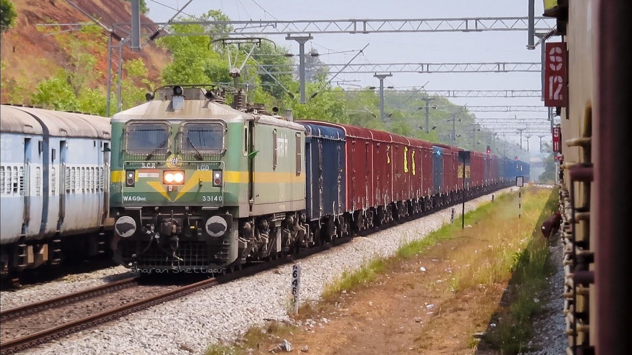 Electric Locomotives Powered Freight Train Crossings in Konkan Railway ...