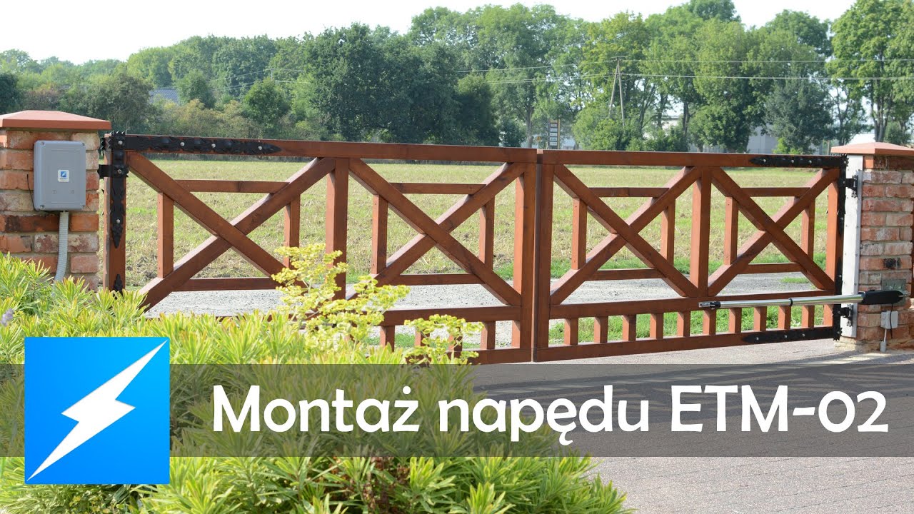 Montaż napędu do bramy dwuskrzydłowej ETM-02 bez odbojnika - Elektrobim.pl - YouTube