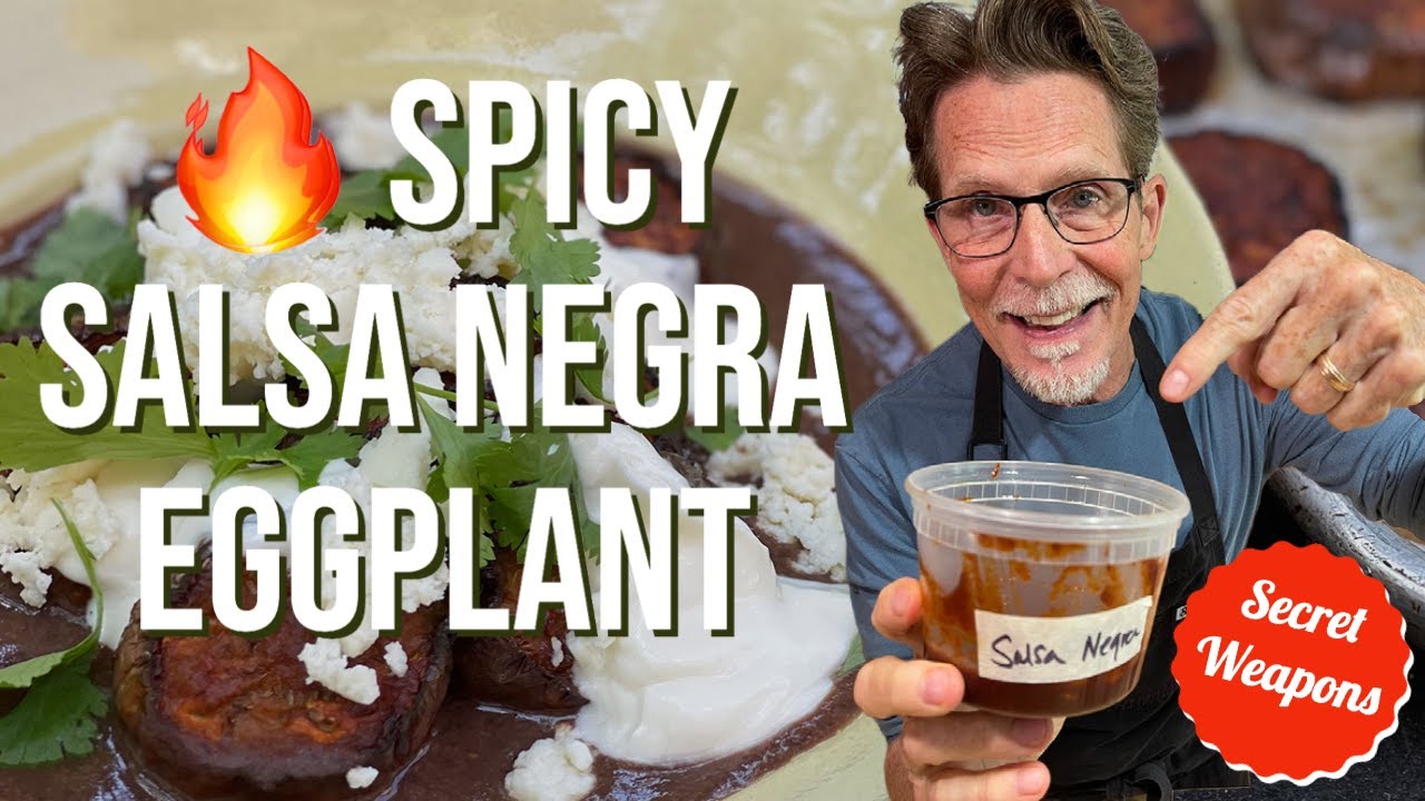 Rick Bayless Secret Weapons: Spicy Salsa Negra Eggplant - YouTube