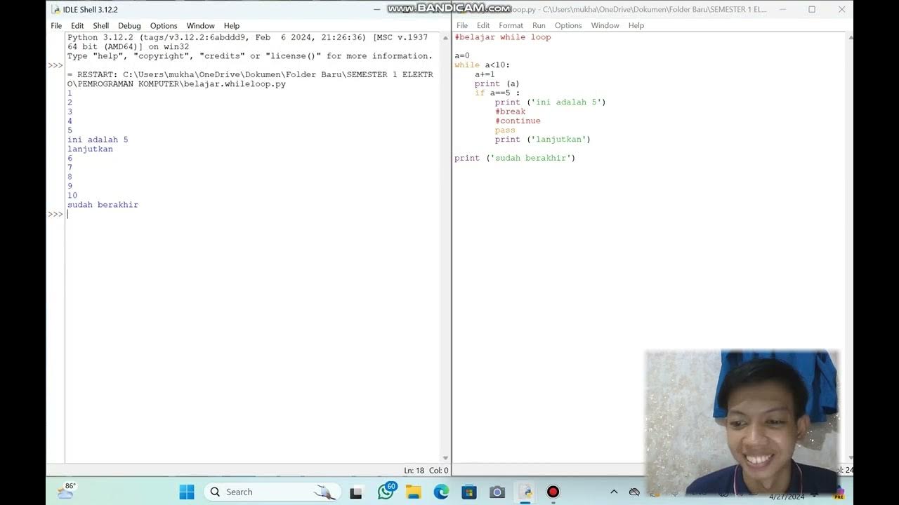 Tugas pemrograman komputer belajar while loop Python - YouTube
