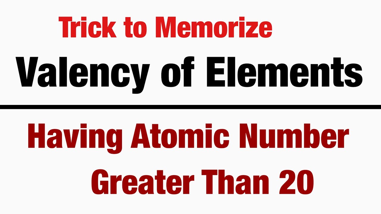 Super Trick to Memorize Valency of Elements Having Atomic Number ...