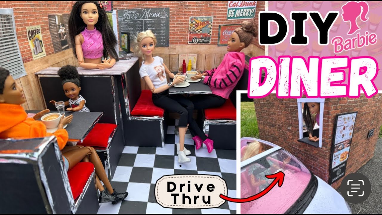 DIY How to make a DINER for BARBIE DOLLS. Miniature Restaurant / Cafe ...