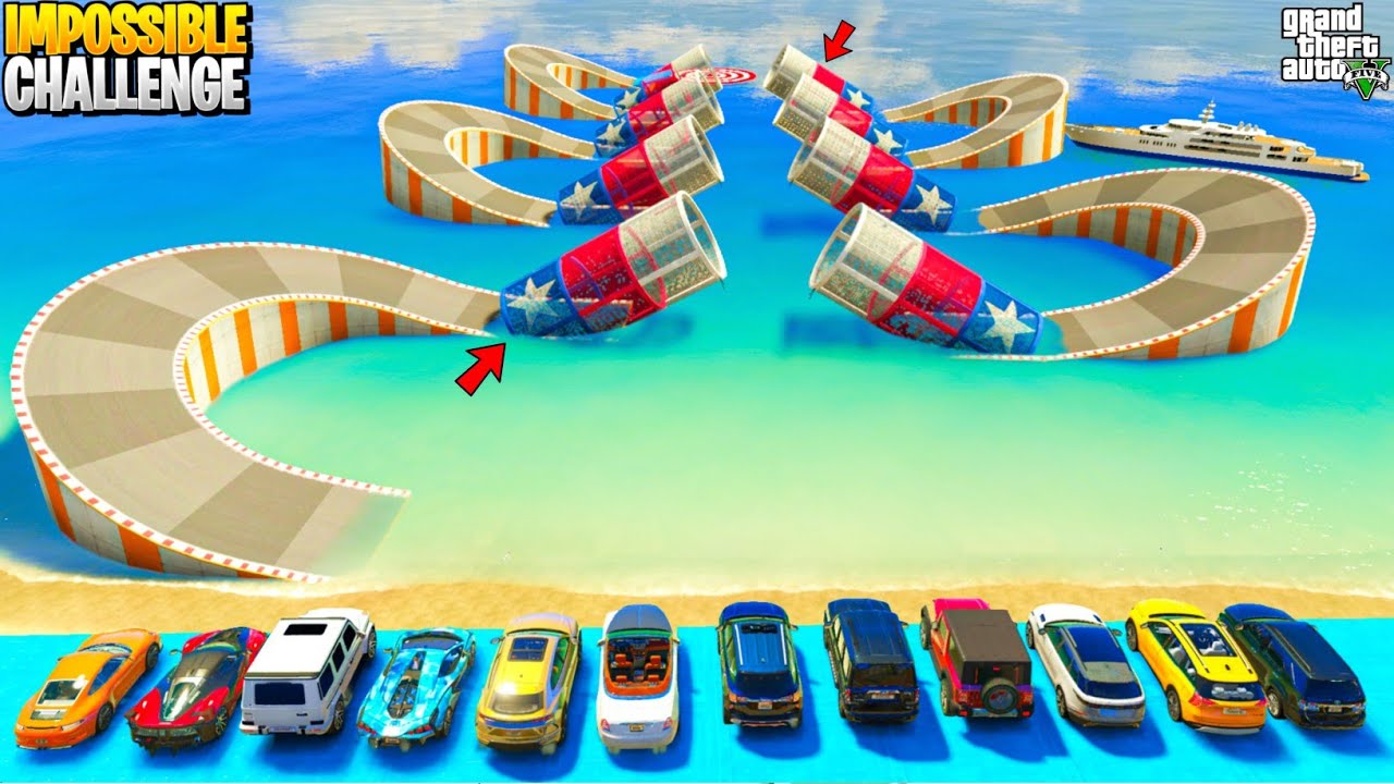 GTA 5: Indian Cars Vs Impossible Water Cannon Cross Challenge | GTA 5 ...