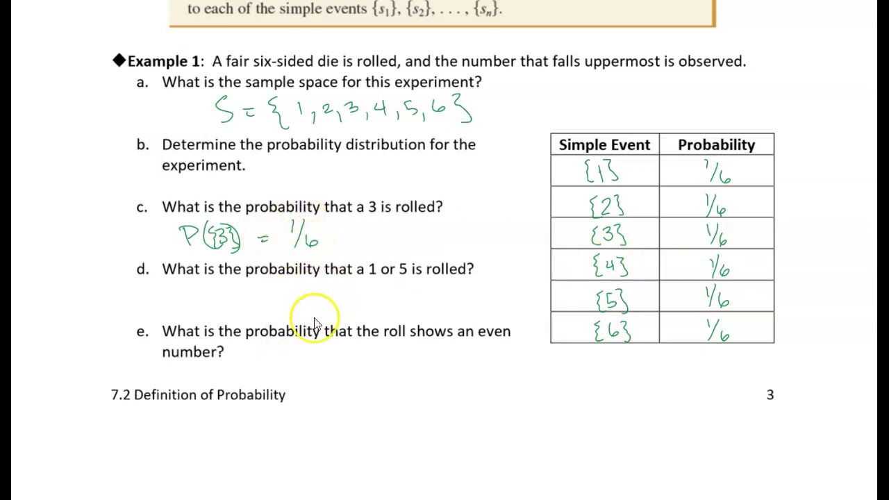 7.2 Definition of Probability: Example 1 - YouTube