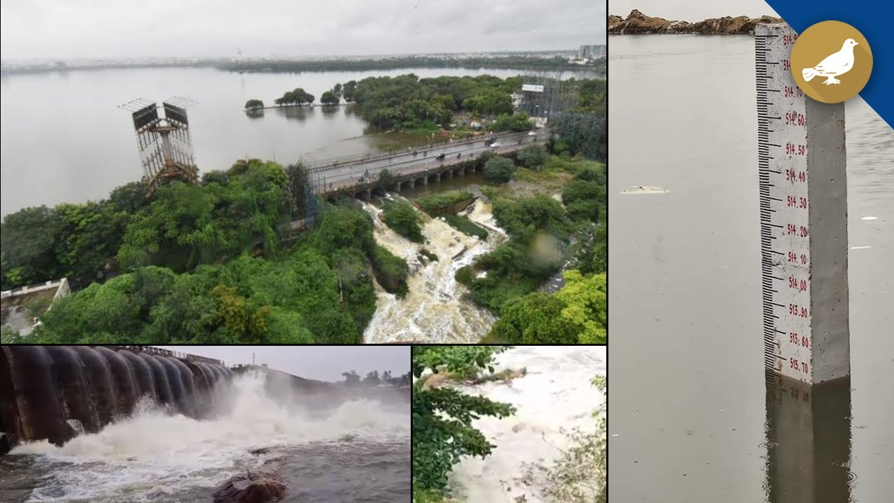 Water level rises in Hussain Sagar Lake | Sarala Sagar dam doors open ...