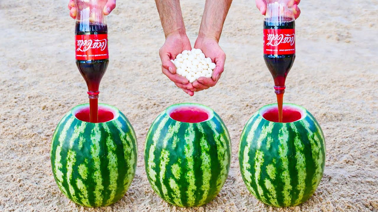 Experiment :Coca Cola and Mentos vs Watermelon - YouTube
