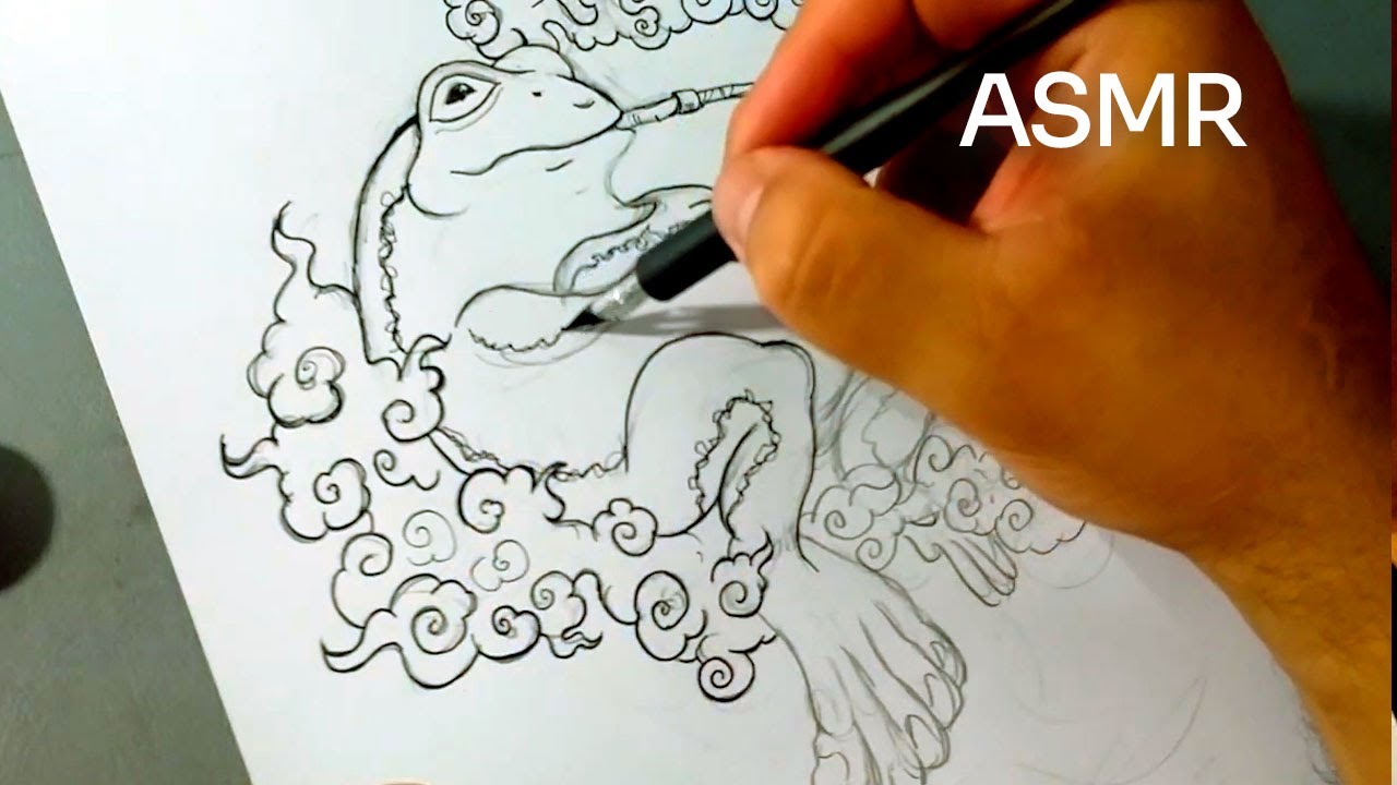 Vintage Frog Drawing – Japanese Tattoo Style – ASMR Pen Sketch (No Talk ...
