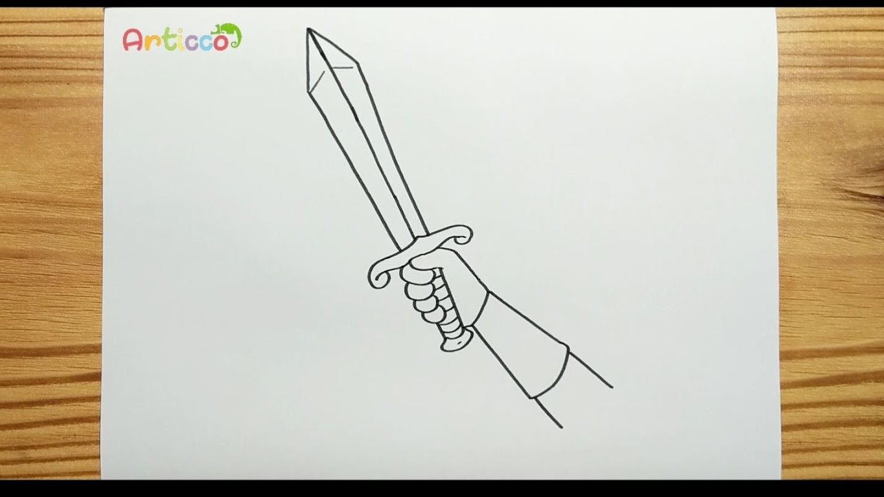 HOW TO DRAWING HOLDING SWORD Easy Step by Step - YouTube