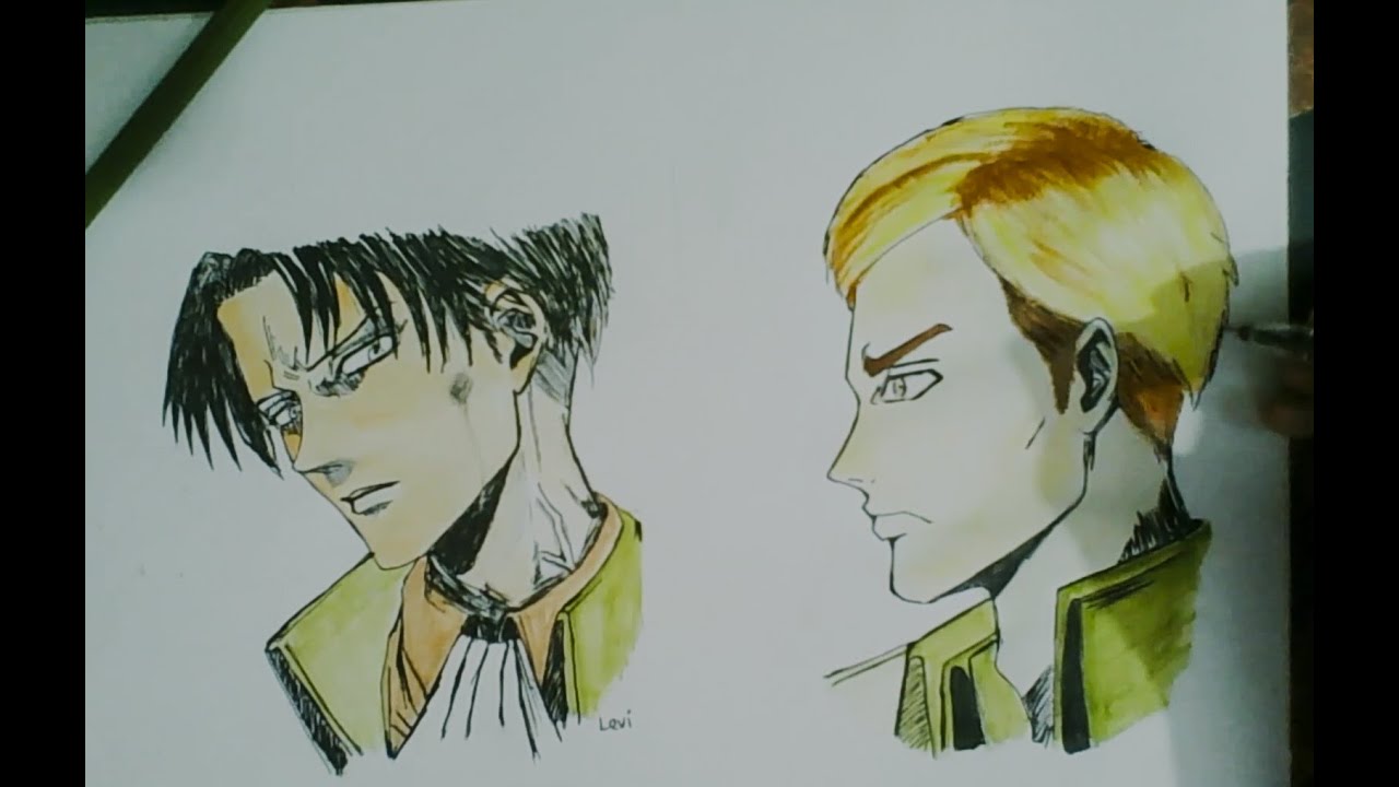 Attack on titan- Levi & Erwin speed drawing - YouTube
