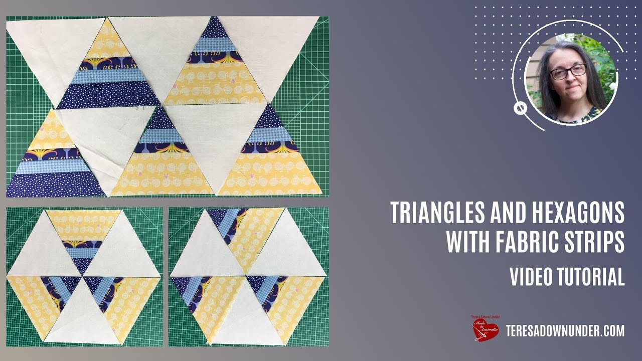 Triangles and hexagons blocks with fabric strips video tutorial - YouTube