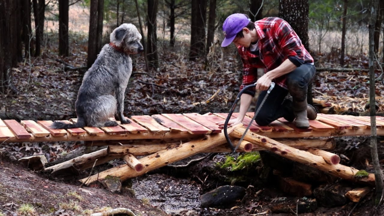 Building a Wooden Arch Bridge only using Hand Tools - YouTube