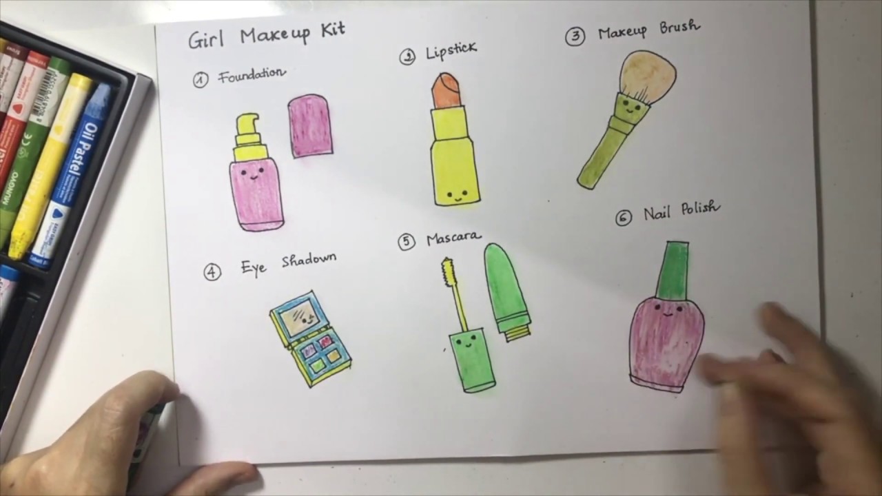 Drawing for beginners - how to draw cute make up kit - YouTube