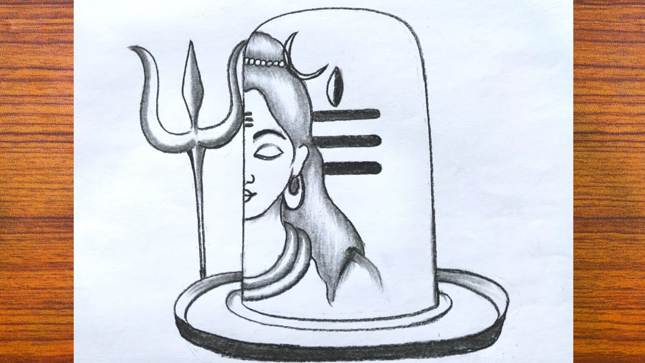 Lord shiva With shivling Drawing 😍| Easy shivling Drawing | trisul ...
