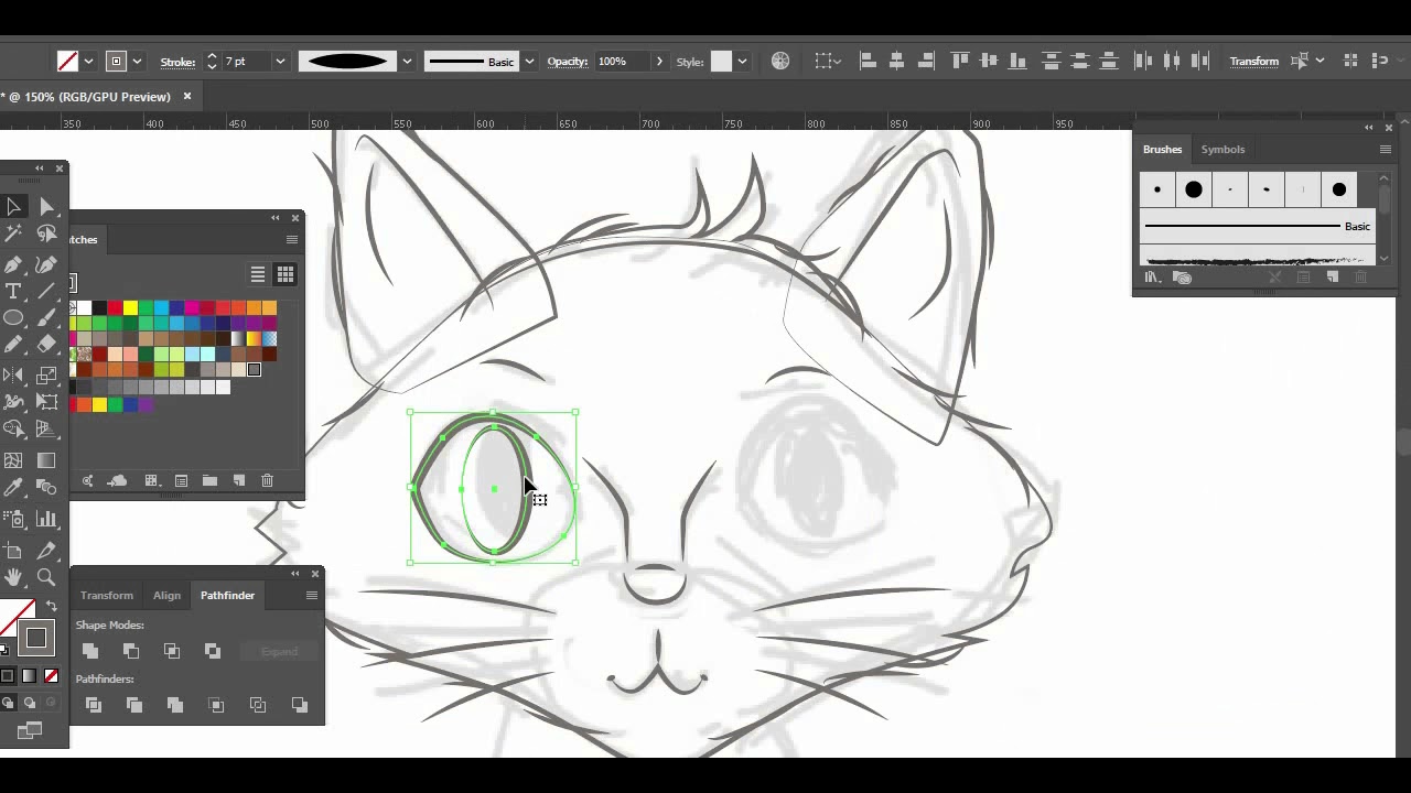 How to draw cat illustration in Adobe illustrator - YouTube