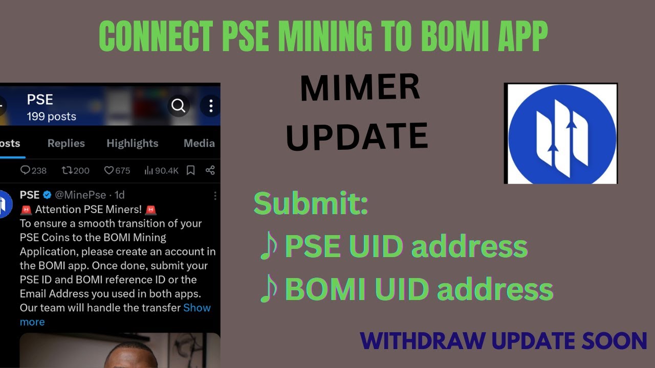 TRANSFER PSE COINS TO BOMI MINING APP | PSE AND BOMI UID SUBMITION ...
