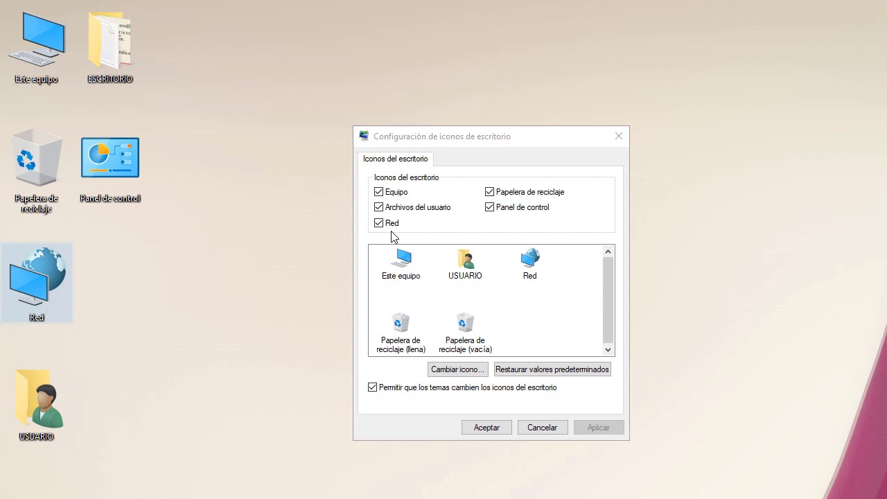Donde están los íconos de escritorio en Windows 10 - YouTube