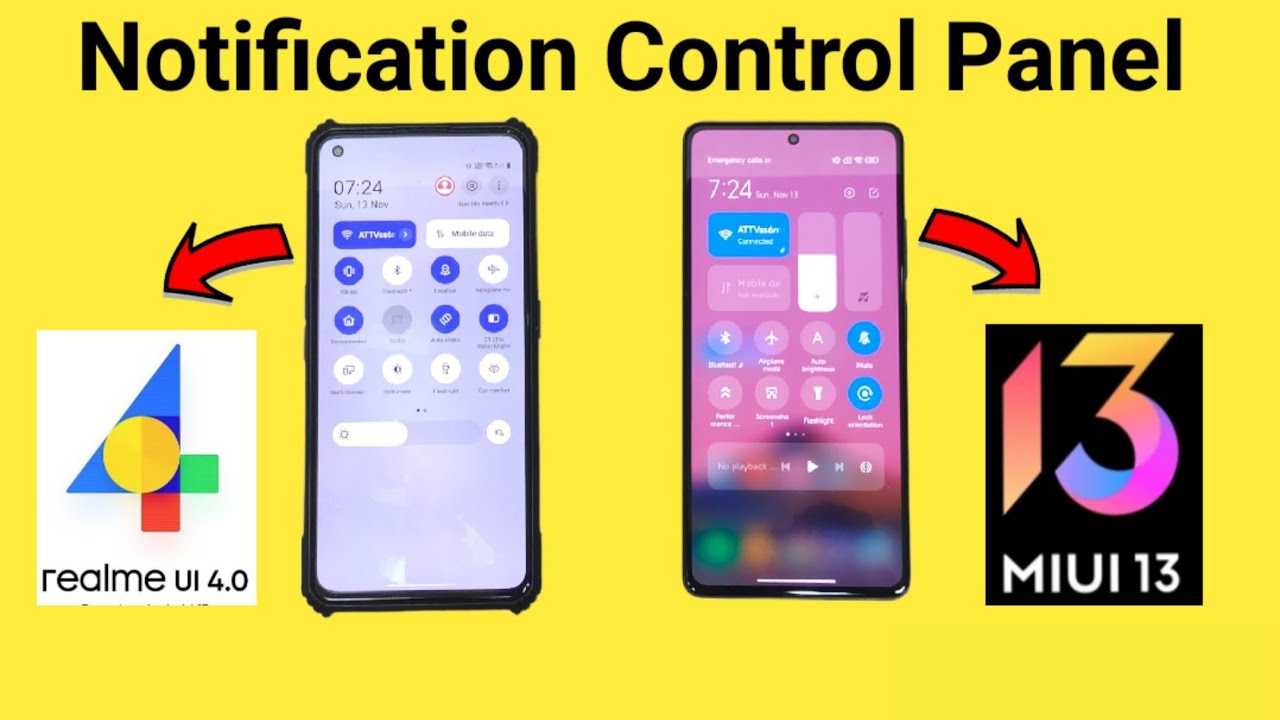 Realme Ui 4.0 vs Miui 13 Notification Control Panel Comparison which is ...