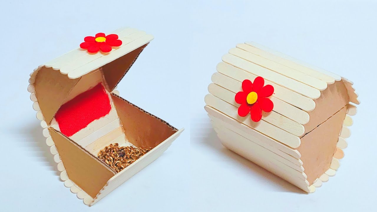 How to make a treasure chest with popsicle sticks _ miniature treasure ...