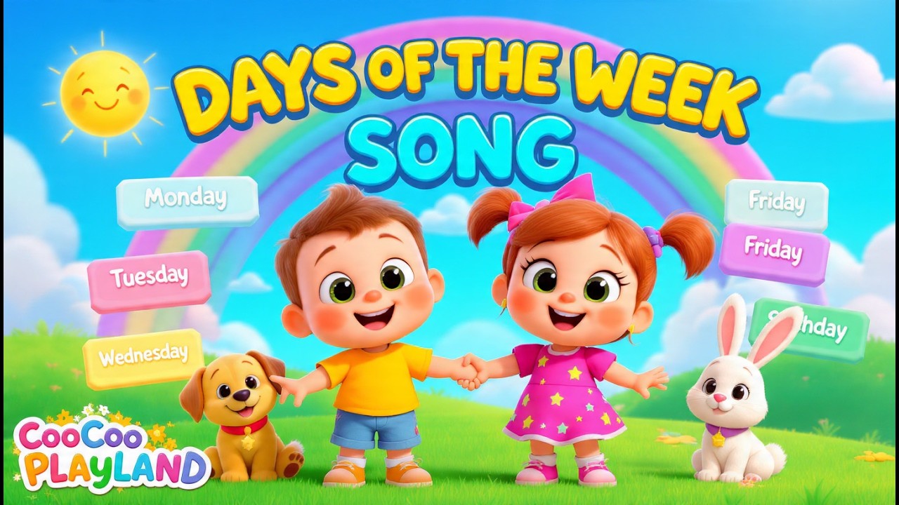 Days of the Week Song Learn Monday to Sunday Kids Cartoon Nursery Rhyme ...