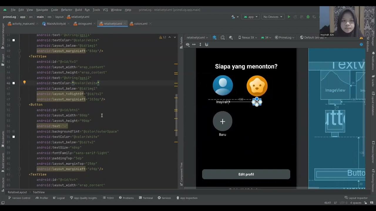 Relative Layout Kotlin by Insyirah Hulul Aini - YouTube