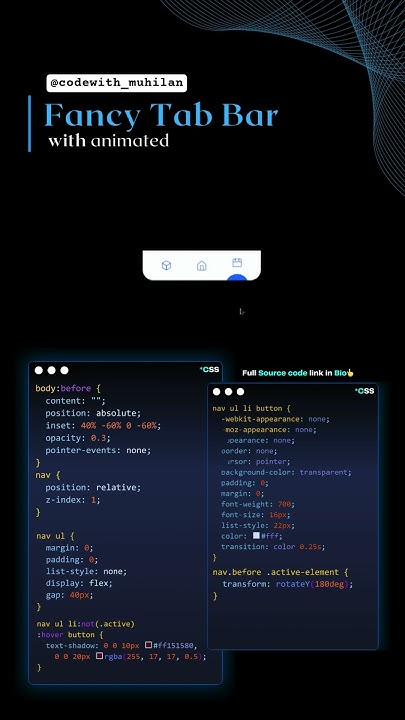 Fancy Tab Bar #codewith_muhilan #css #coding #fancy #Tab - YouTube