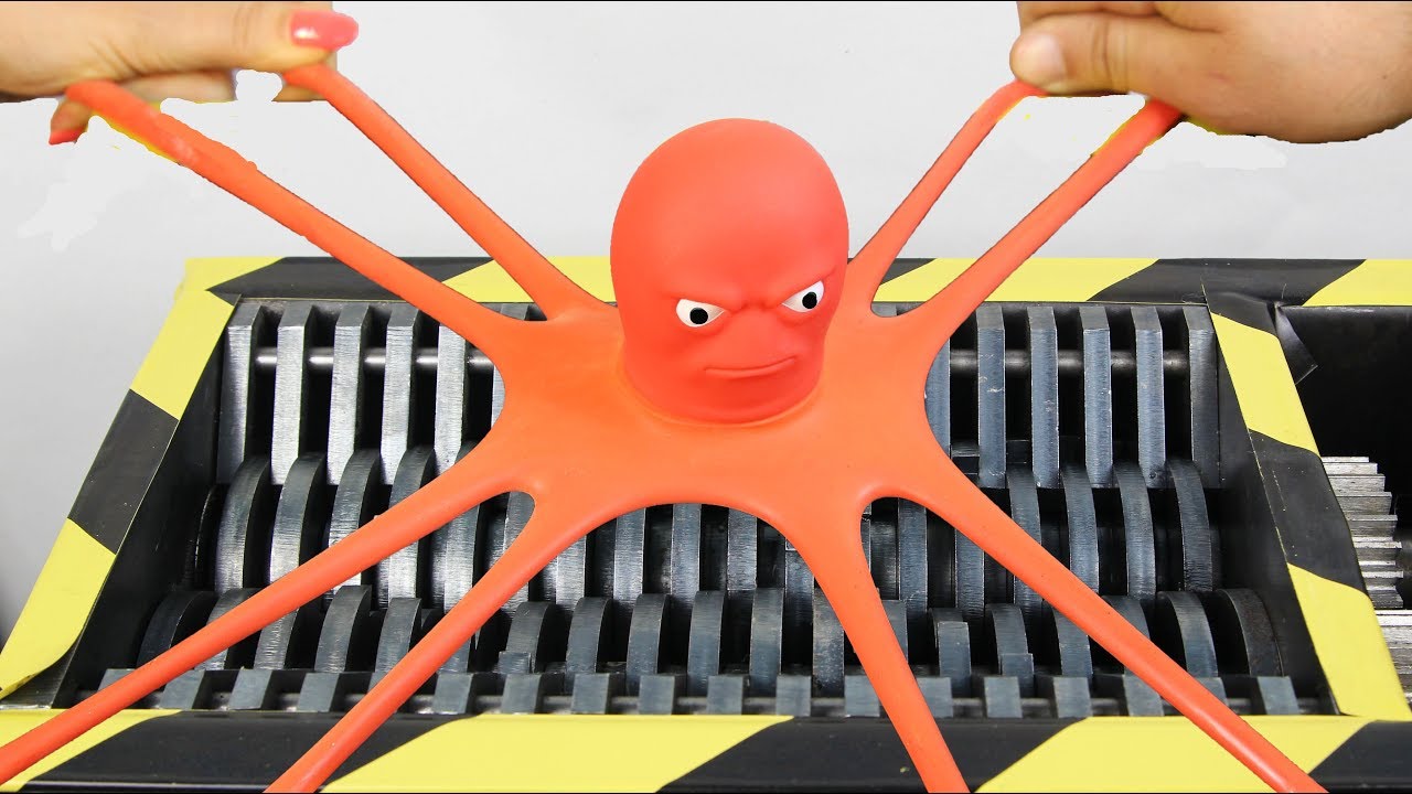 Experiment shredding Stretch Octopus Toy | The Crusher - YouTube