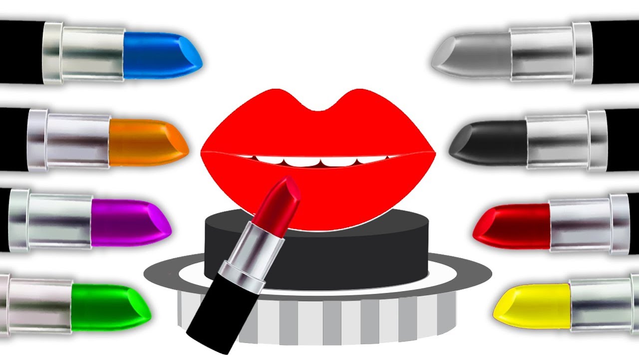 Learn Colors with Lipstick, Girls Lip Makeup Colors to Kids Children ...