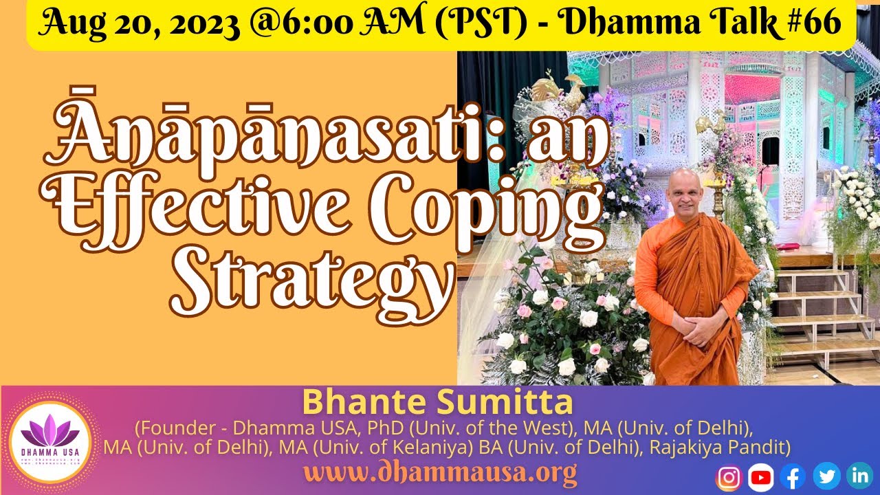 Ānāpānasati: an Effective Coping Strategy | By Bhante Sumitta | Dhamma Talk #66 - YouTube