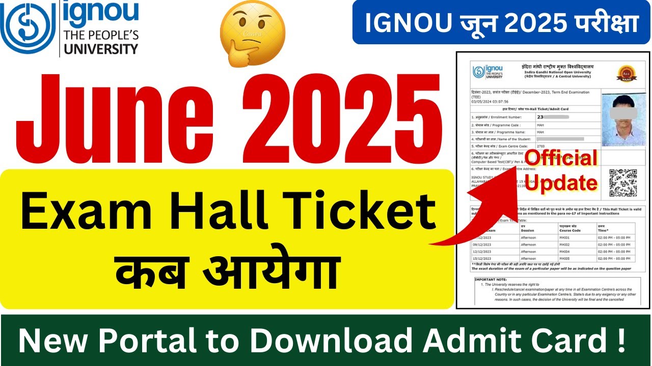 IGNOU Hall Ticket June 2025 कब आयेगा | IGNOU Admit Card Download 2025 ...