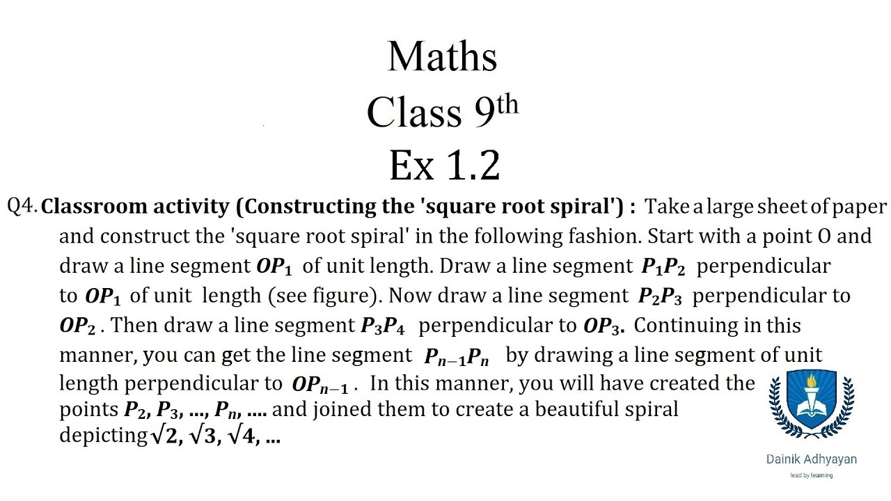 Class 9th | Maths | Ex 1.2 | Q4 | Classroom Activity Constructing the ...