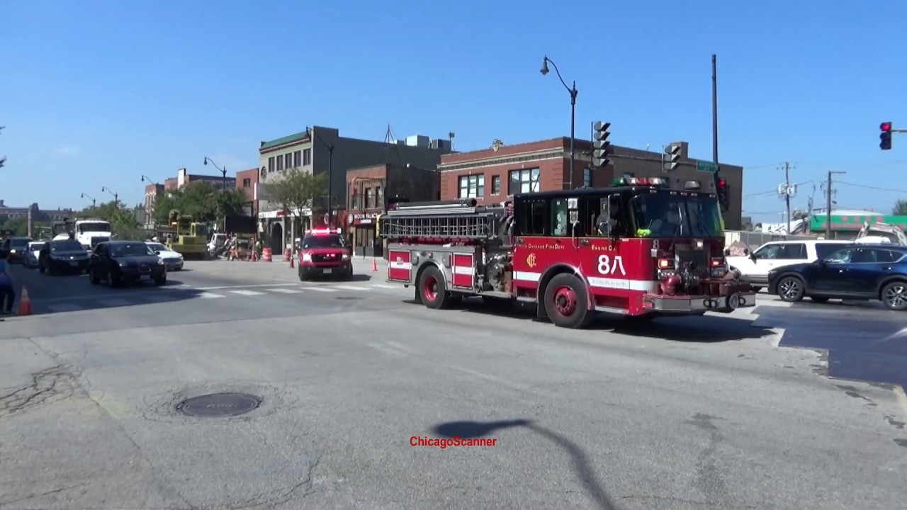 Chicago Fire Department Engine 8, Battalion 2, Truck 4 Responding - YouTube