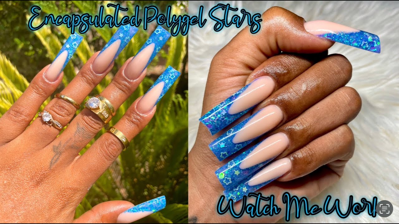 Blue Stars French Polygel Tutorial | WATCH ME WORK - YouTube