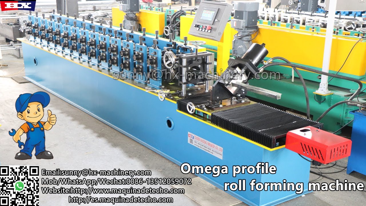 Omega profile roll forming machine - YouTube