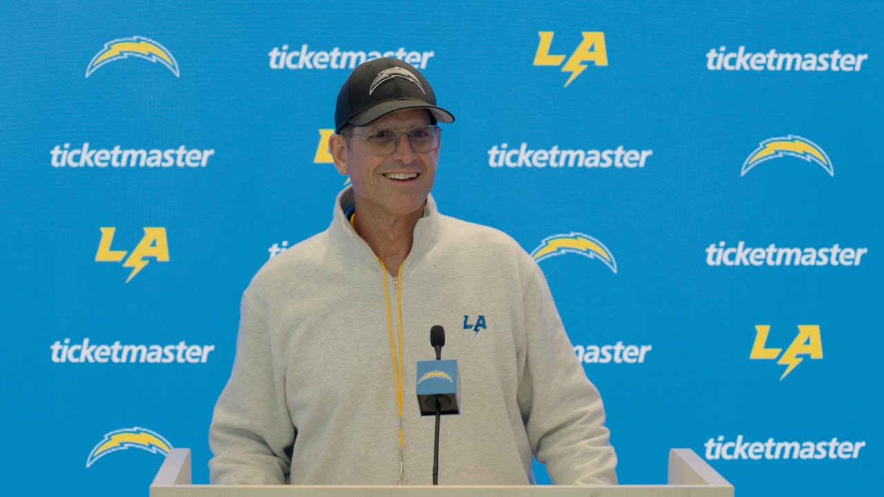 Jim Harbaugh On First Padded Practice | LA Chargers - YouTube