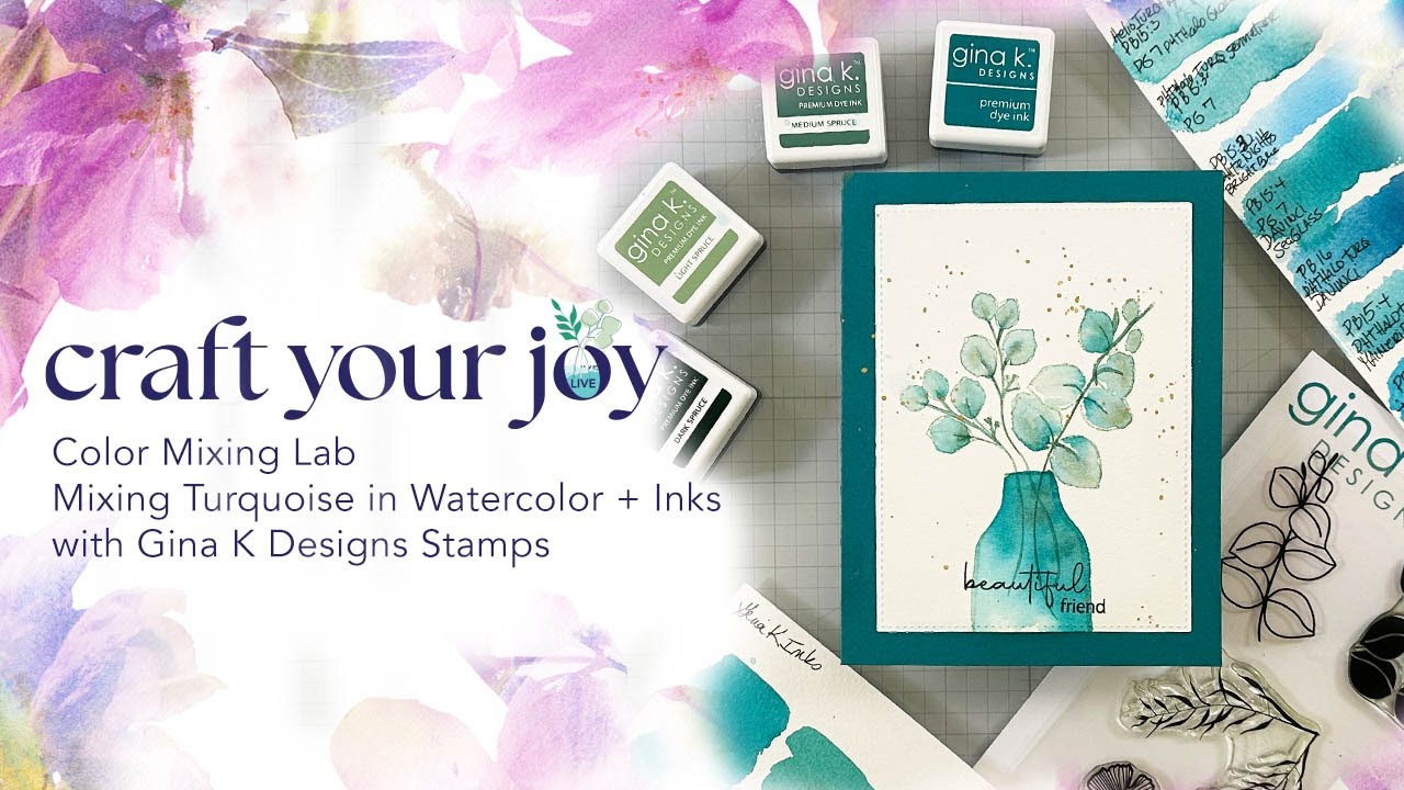 Live Replay: Mixing Turquoise in Watercolor + Inks with New Gina K ...