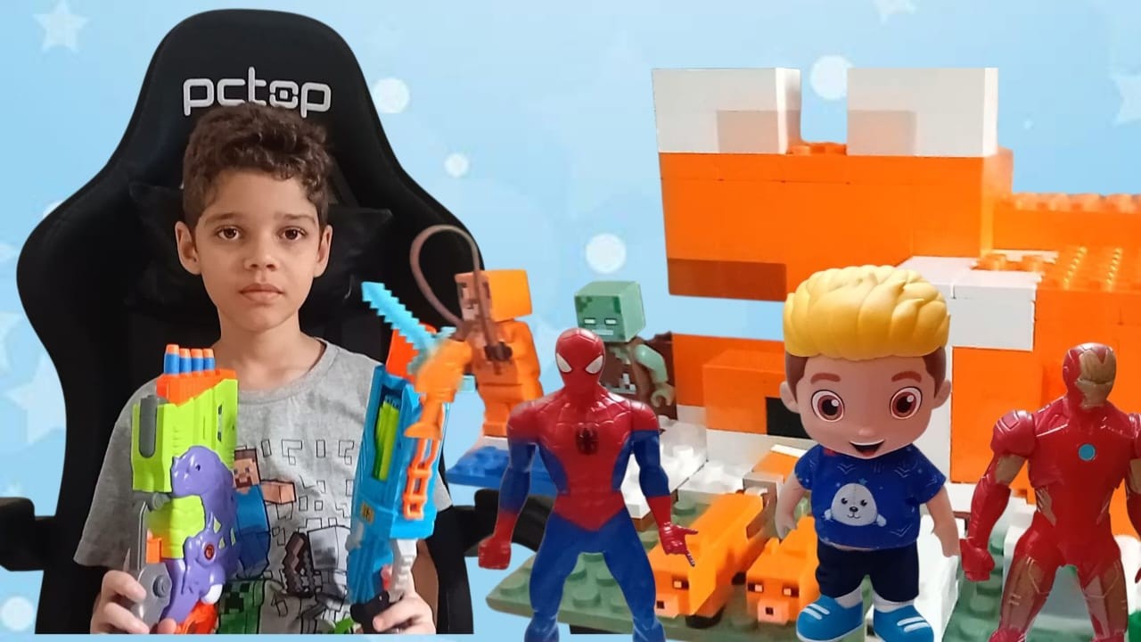 NERF vs LUCCAS NETO, HOMEM-ARANHA e HOMEM DE FERRO! Veja Meu LEGO Minecraft - DAVI HEITOR - YouTube