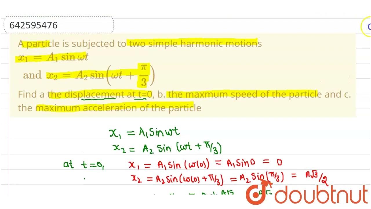 A particle is subjected to two simple harmonic motions x_1=A_1 sinomegat and x_2=A_2sin(omegat+p ...