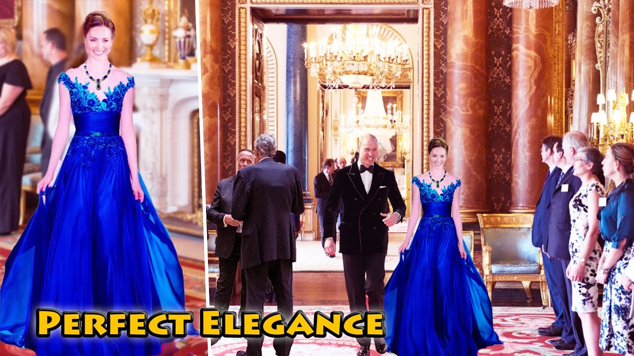 Princess Catherine Steals the Spotlight in Perfect Elegance Sapphire Gown at Royal Palace ...