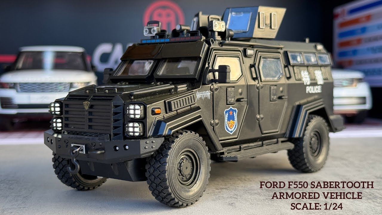 HD Miniature | Black Ford F550 Sabertooth Armored Vehicle 1/24 Scale ...