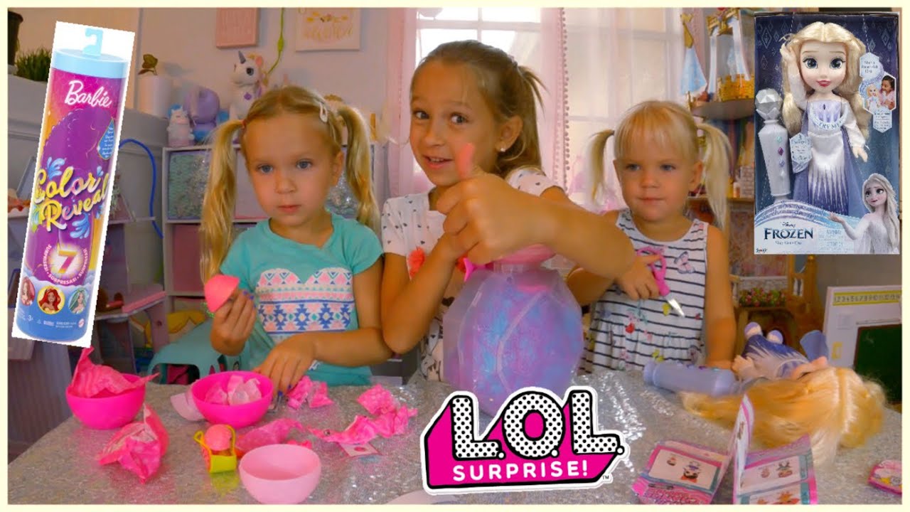 TOYS UNBOXING - Lol dolls, Elsa, Barbie Color Reveal, and more. 🎄 ...