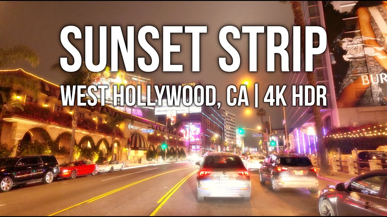 Sunset Strip at Night, Los Angeles | ASMR 4K HDR Relaxing Driving Video ...