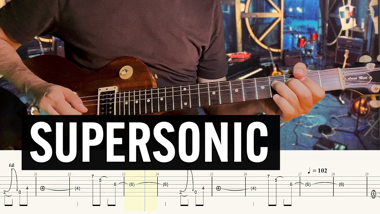 Supersonic Oasis Guitar Guitar Tab Cover Lesson Tutorial - YouTube